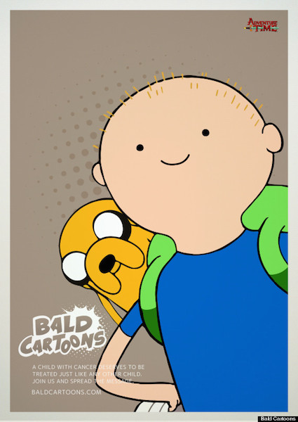 Cartoon Characters Shave Their Heads to Show Bald is Beautiful