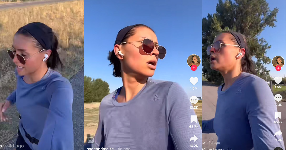 Woman Documenting Her Run Captures Being Followed in Real Time
